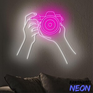 Hands Holding Camera Neon Sign, Camera Led Sign, Photographer Led Light ...