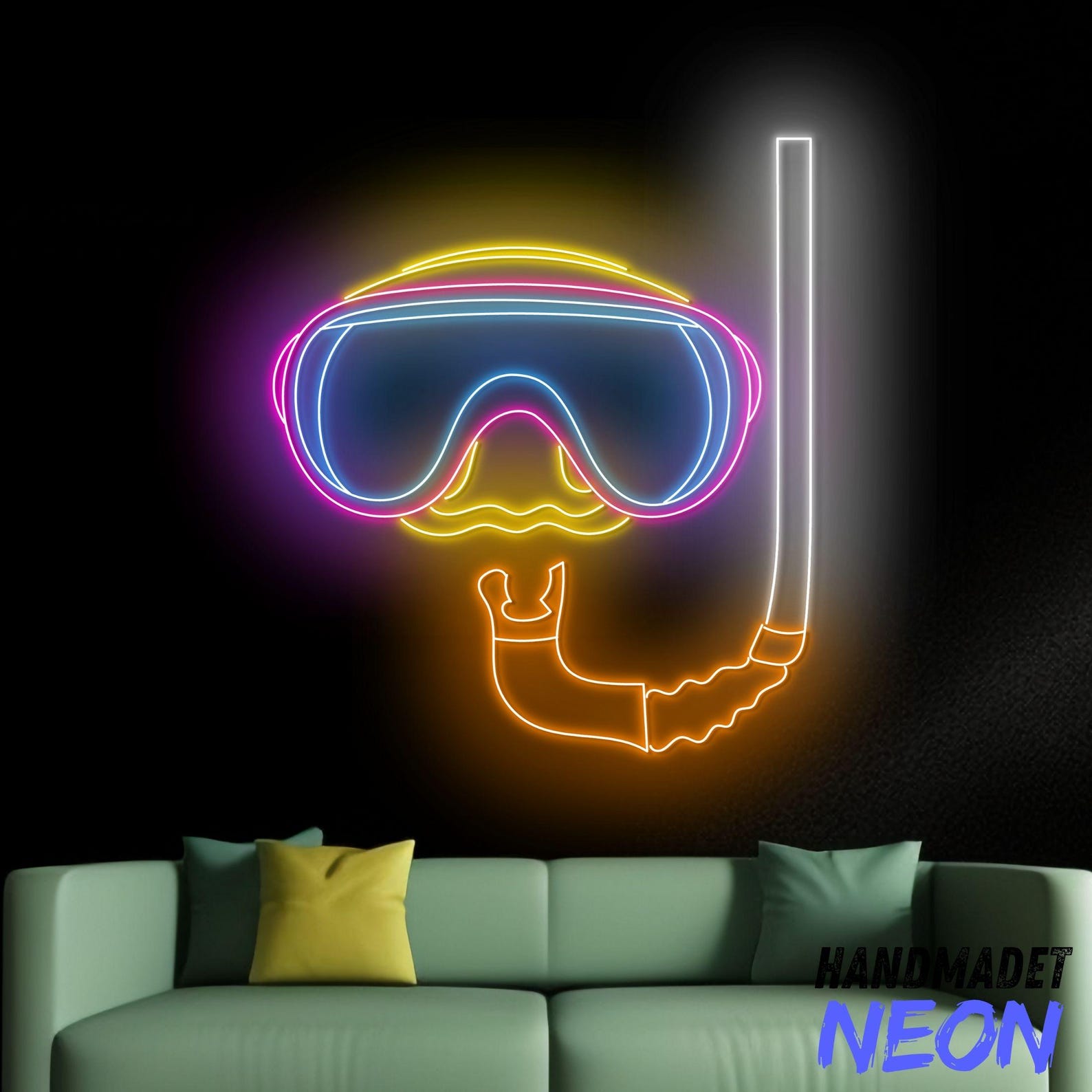 Diver Mask Neon Sign, Scuba Diving Led Sign, Diver Neon Light, Scuba ...