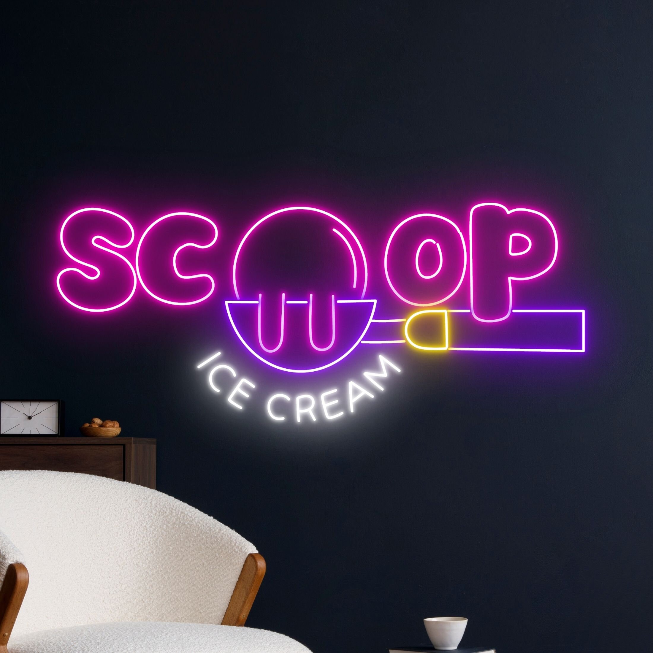 Scoop Ice Cream Neon Sign, Ice Cream Neon Light, Ice Cream Scoop LED ...