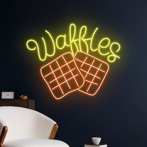 Waffles Neon Sign, Waffles Led Sign, Waffle Led Light, Baking Baker ...