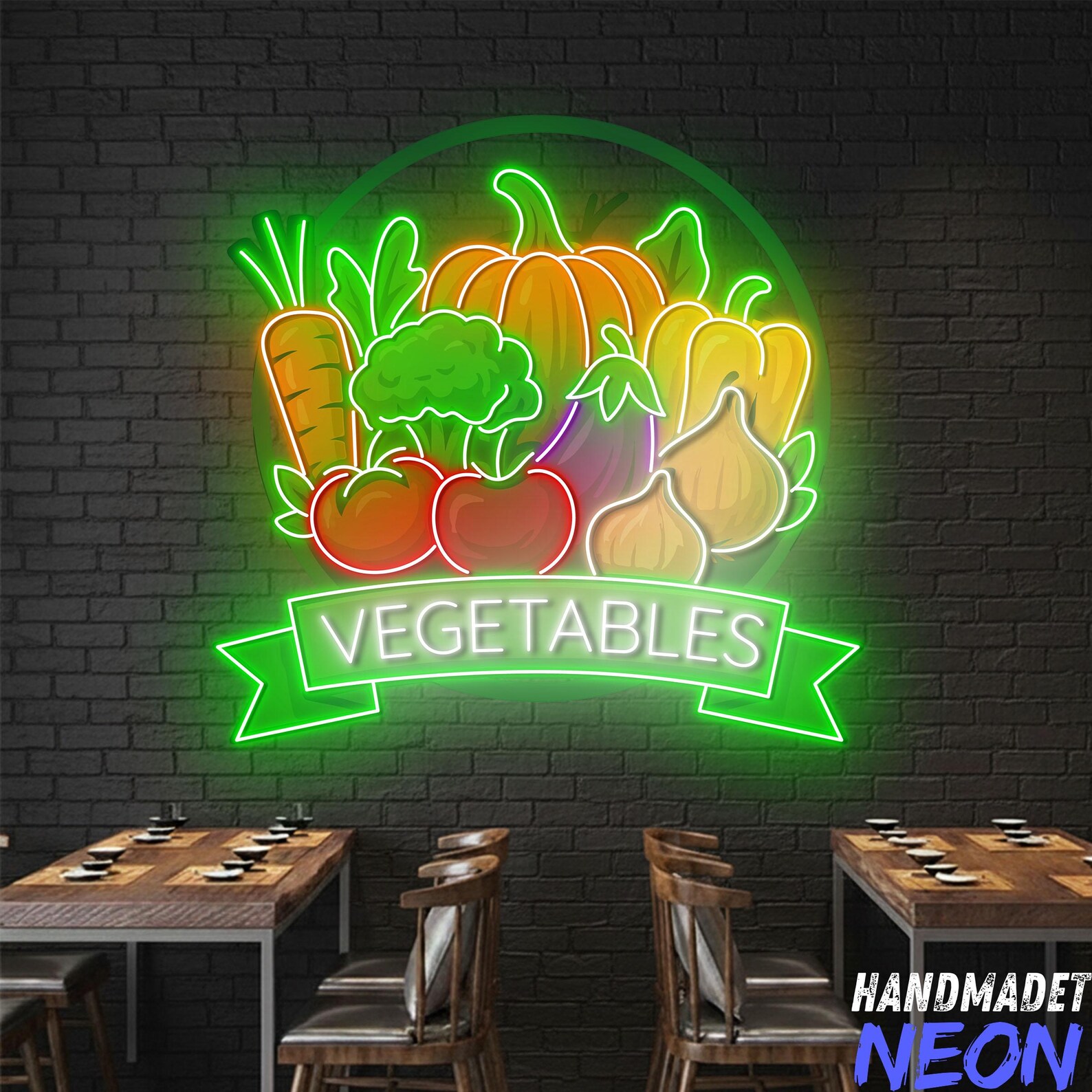 Vegetables Neon Sign, Fresh Produce LED Light, Farmers Market Decor ...