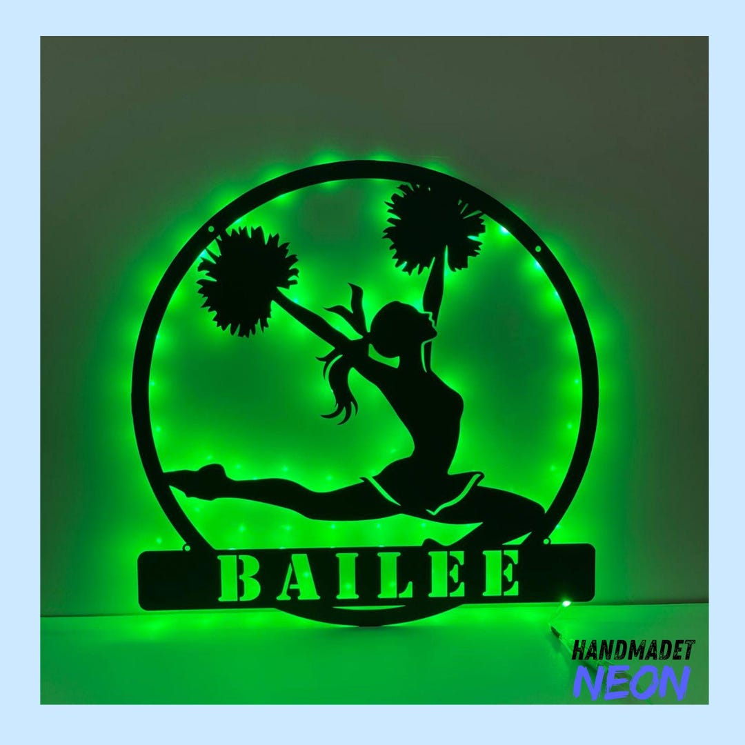 Personalized Cheerleading Metal Wall Sign, Cheerleader Metal Wall Light ...