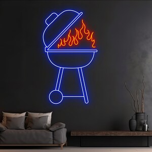 Custom Barbecue Grill Neon Light, BBQ Neon Sign, Fire Burning Led Light ...