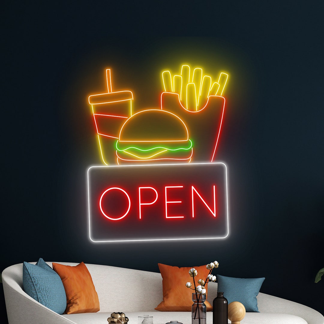 Fast Food Neon Sign, Burger French Fries Coke Led Sign, Fast Food Store ...