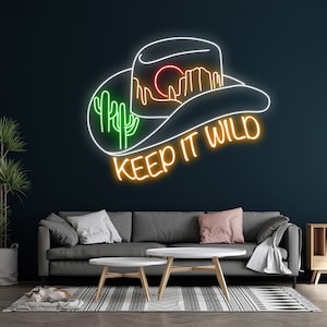 Western Desert Cowboy Hat Neon Sign, Cowboys Hat Neon Light, Wall Decor ...