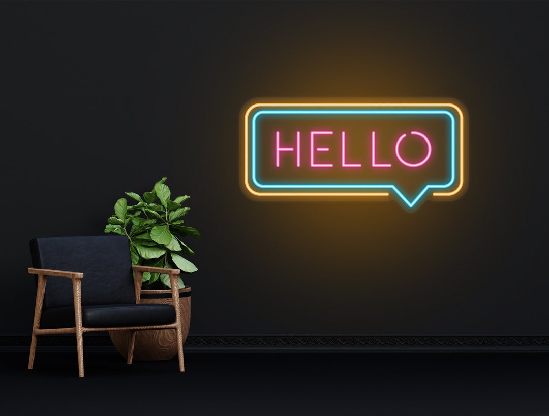 Hello Neon Sign Custom Logo Sign Neon Lamp Cafe Neon Sign Etsy