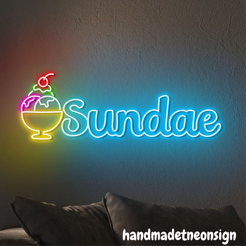 Sundae Neon Sign, Sundae Ice Cream Led Sign, Ice Cream Neon Light ...