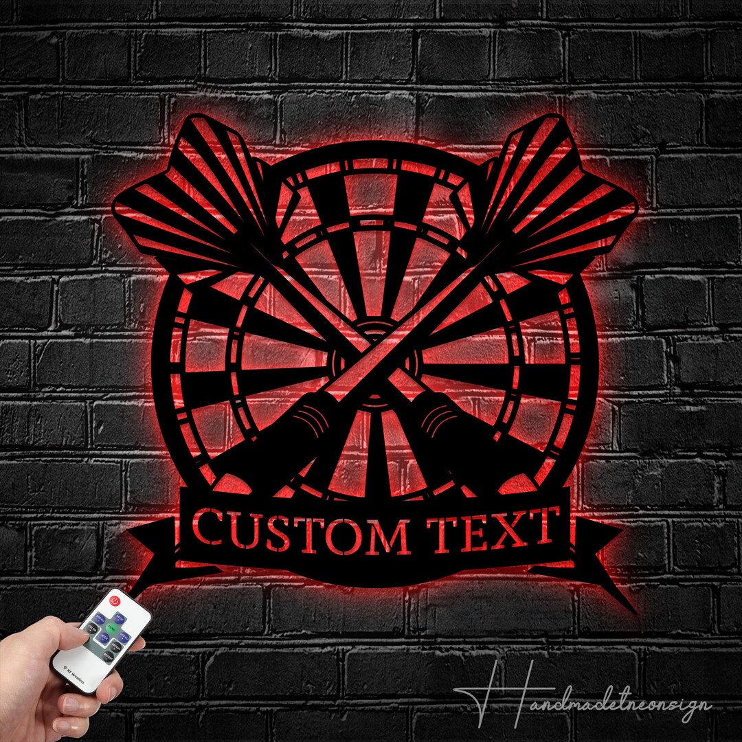 Personalized Dart Dartboard Metal Wall Art LED Light - Custom Dart ...