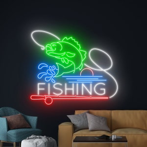Fishing Neon Sign, Fishing Neon Light, Fisher Led Light, Fisherman Neon ...