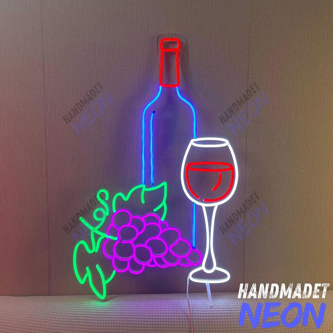 Grape Wine Neon Sign: LED Vineyard Wall Art - Etsy