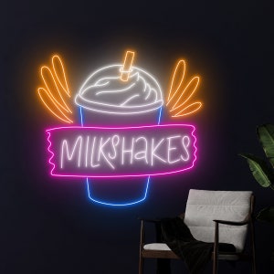 Milkshake Neon Sign, Milkshake Neon Light, Milkshakes Led Light, Milk ...