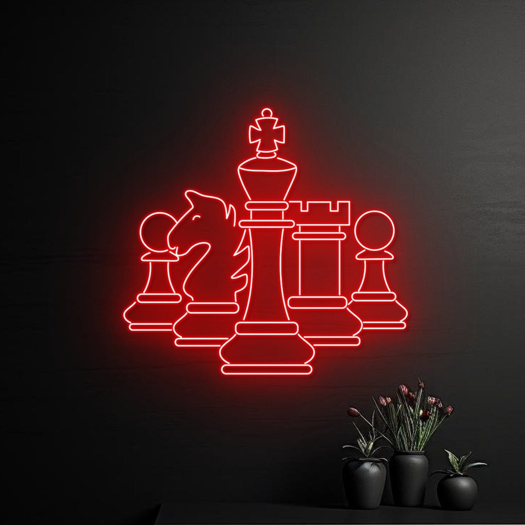 Chess Led Sign, Playing Chess Led Light, Chess Player Neon Light ...