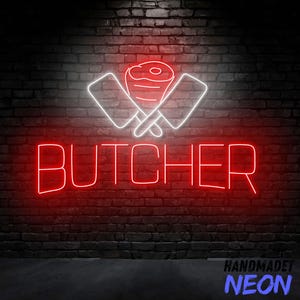 Butcher Shop Neon Sign, Butcher Open Led Sign, Butcher Meat Neon Light ...