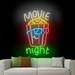 Movie Night Neon Wall Sign, Popcorn Led Wall Sign, Cinema Neon Wall ...