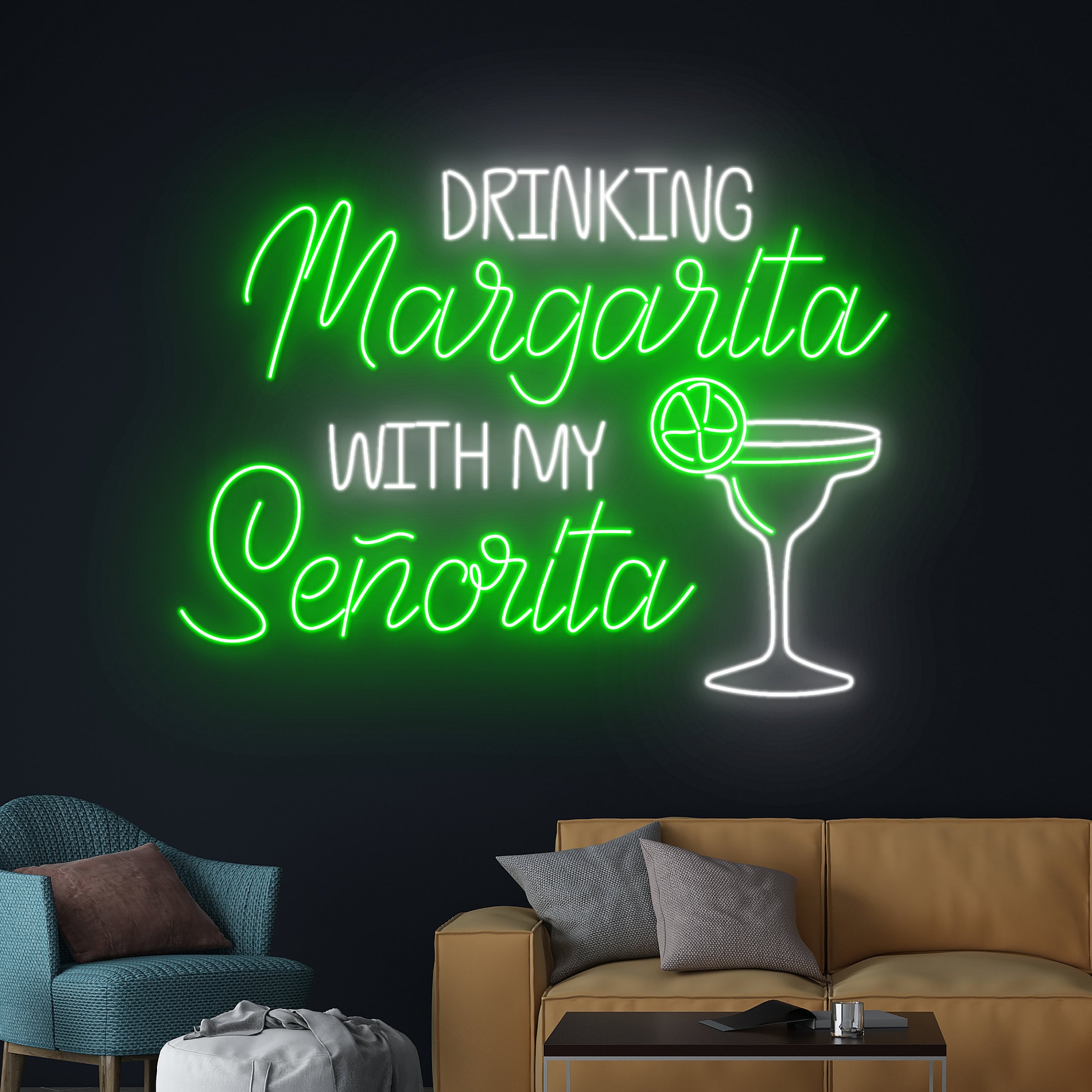 Drinking Margarita With My Senorita Neon Sign, Margaritas LED Light ...