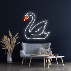 Swan Led Sign, Swan Neon Sign, Wall Decor, Cute Swan Led Light, Custom ...
