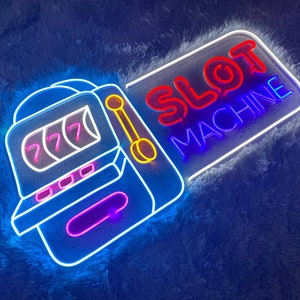 Slot Machine Neon Sign, Slot Machine Led Light, Casino Decor, Game ...