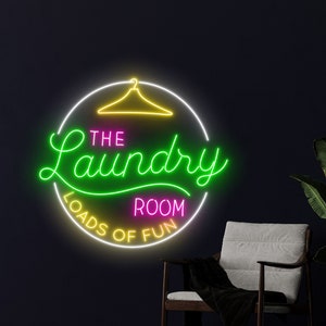 The Laundry Room Led Sign, Wardrobe Hanger Neon Sign, Dry Cleaner Neon ...
