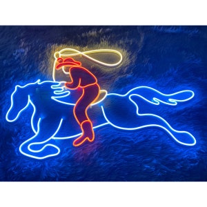 Custom Cowboy Riding Horse Neon Sign, Western Cowboys Rider Neon Light ...