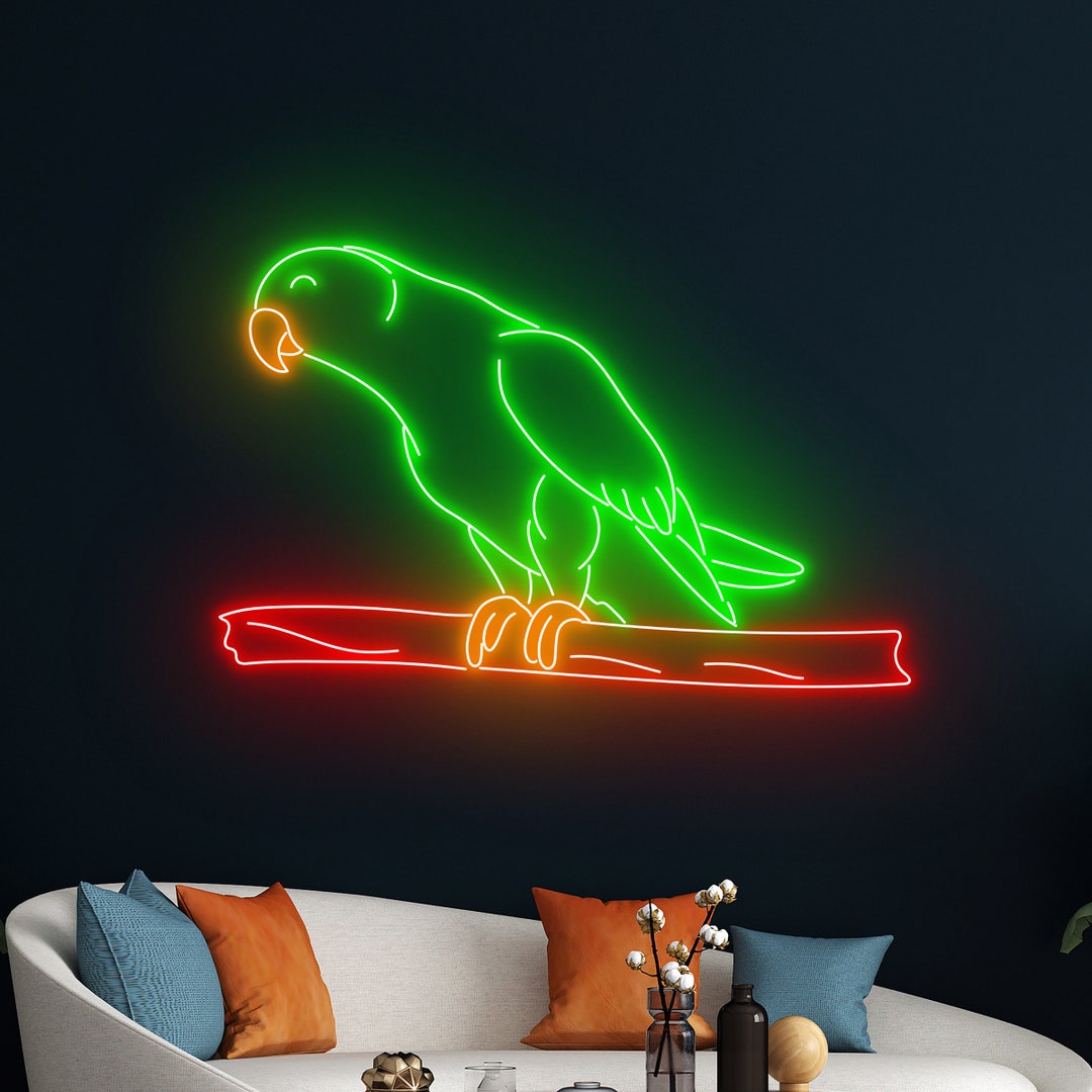 Green Parrot Neon Sign, Green Parrot LED Light, Parrot Neon Light ...