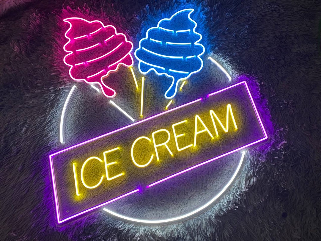 Ice Cream Neon Sign, Ice Cream Led Sign, Ice Cream Restaurant Led Sign ...