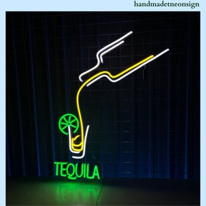 Tequila Neon Sign, Tequila Bottle Neon Light, Tequila Shot LED Light ...