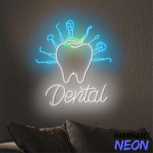 Dental Tooth Neon Sign, Dentist Led Sign, Dental Instruments Neon Light ...