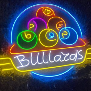 Custom Billiards Led Sign, Billiards Neon Sign, Wall Decor, Billiards ...