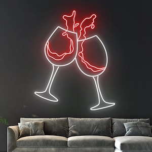 Wine Cheers Neon Light, Wine Neon Sign, Wine Glass Led Light, Drinking ...