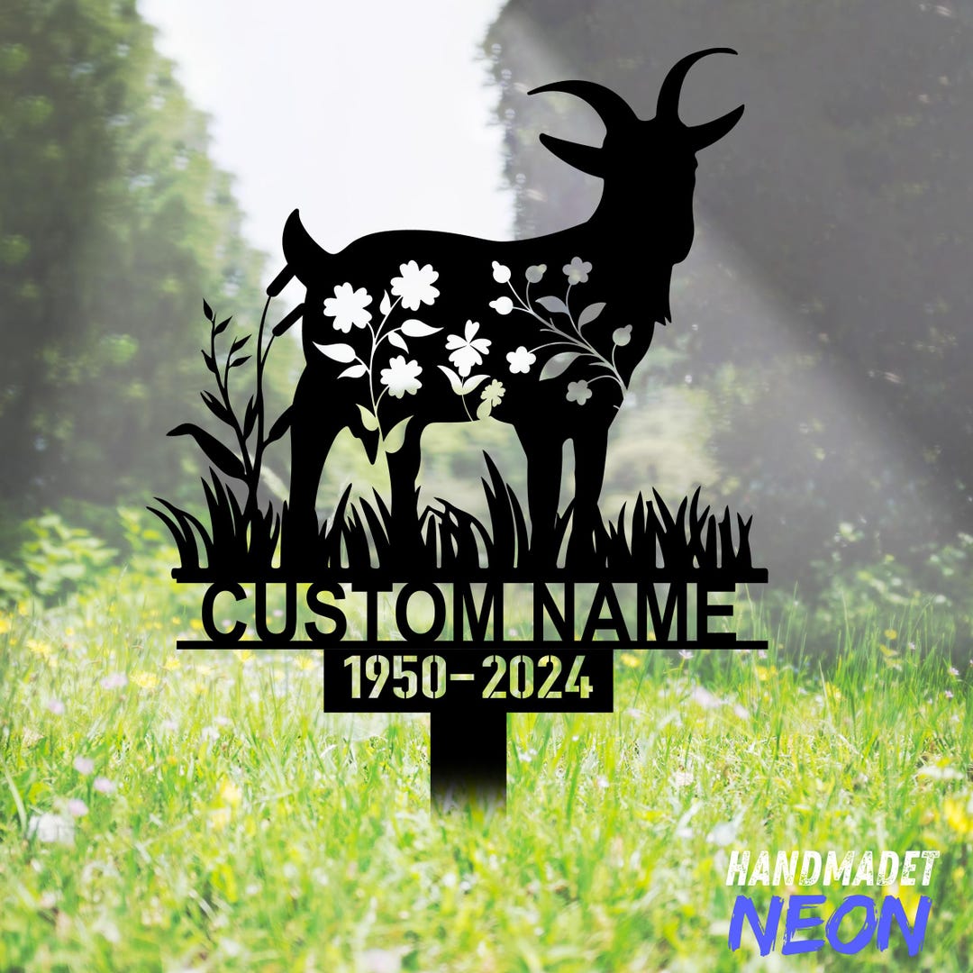 Custom Goat Memorial Stake, Goat Metal Stakes, Goat Grave Stake, Goat ...