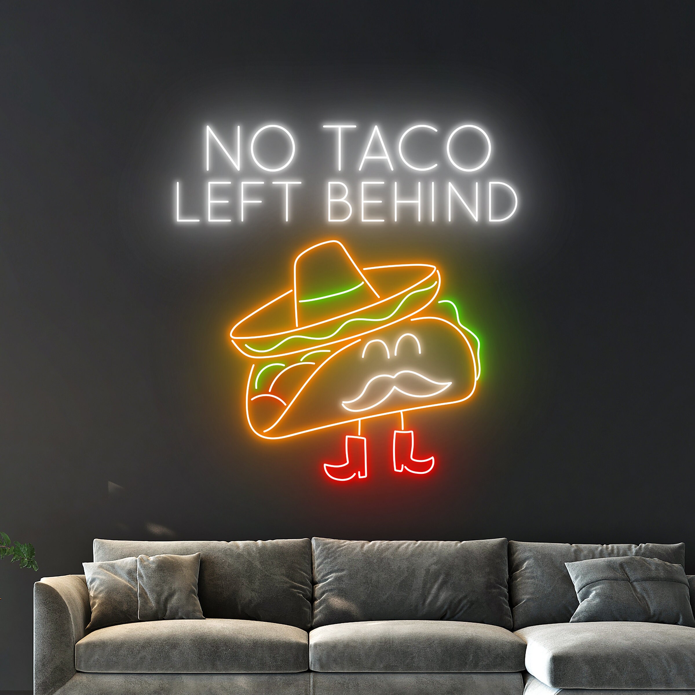 No Taco Left Behind Neon Sign, Tacos Neon Light, Mexican Tacos Led ...