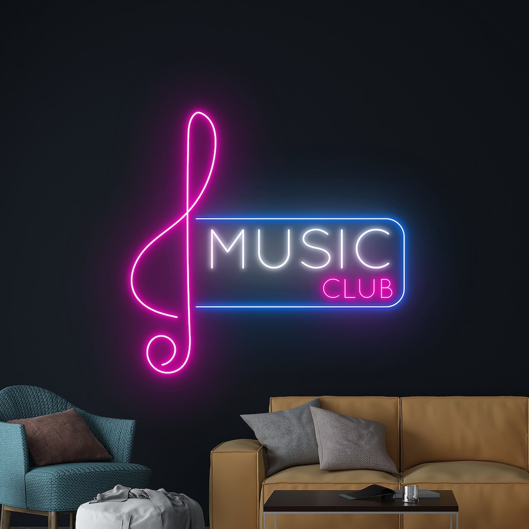 Music Club Neon Sign, Music Note Led Sign, Music Neon Light, Music Show ...