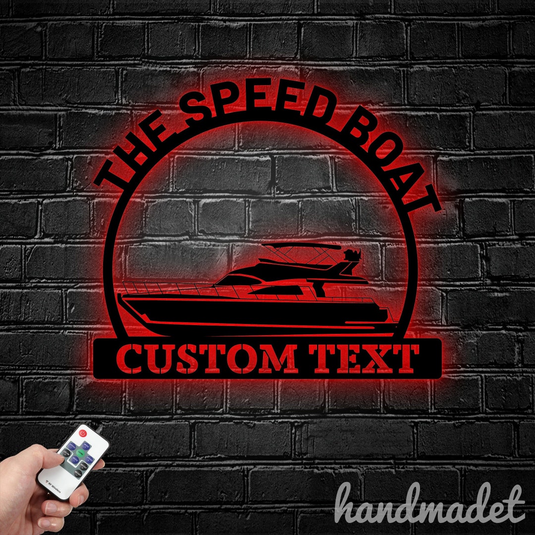 Custom Speed Boat Metal Wall Art LED Light, Boat Metal Sign, Boat Metal ...