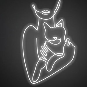 Cat Mom Neon Sign, Woman Holding Cat Led Sign, Custom Neon Sign, Cat ...