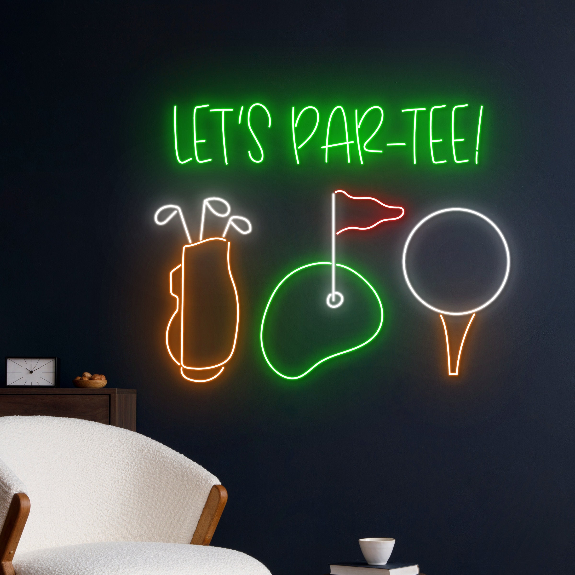 Let's Par Tee Golf Neon Sign, Golfer LED Light, Golfing LED Sign, Golf ...