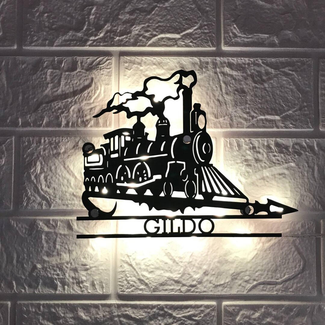 Custom Steam Engine Train Locomotive Metal Wall Art With LED Light ...