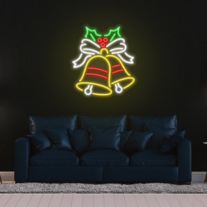 Christmas Bell Neon Sign, Christmas Led Sign, Wall Decor, Merry ...