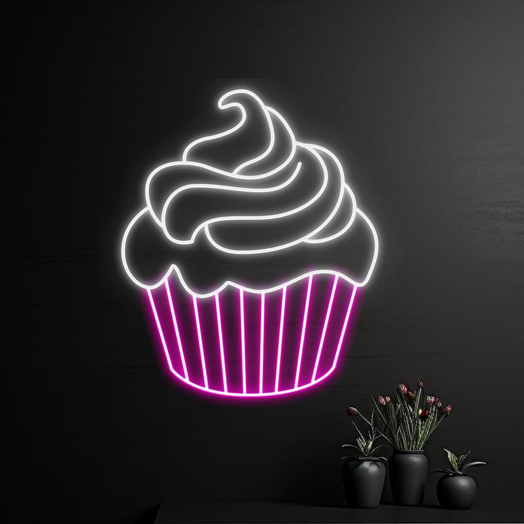 Custom Cupcake Neon Sign, Cupcakes LED Sign, Cream Cakes Neon Light ...