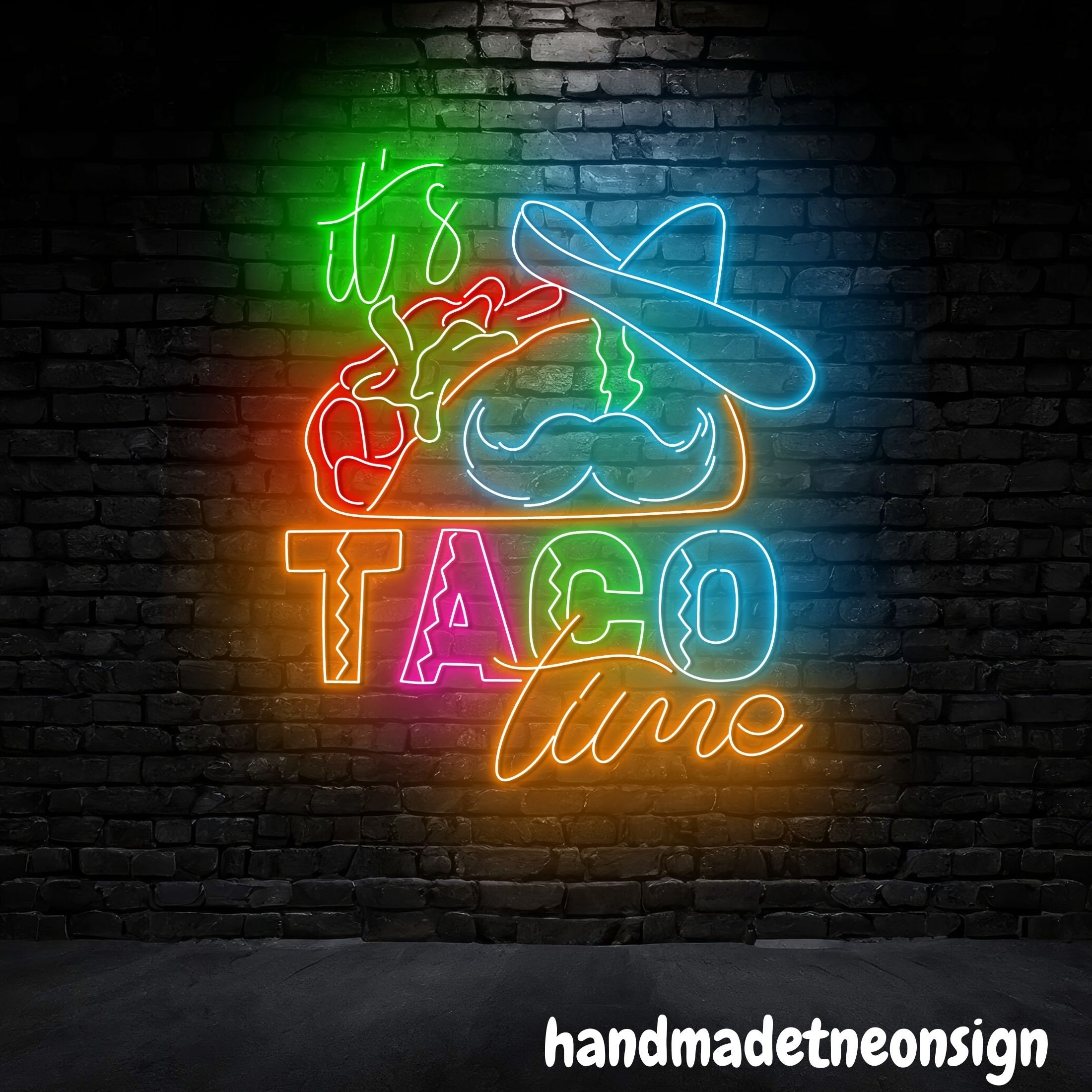 It's Taco Time Neon Sign, Tacos Led Sign, Mexico Tacos Led Light, Tacos ...