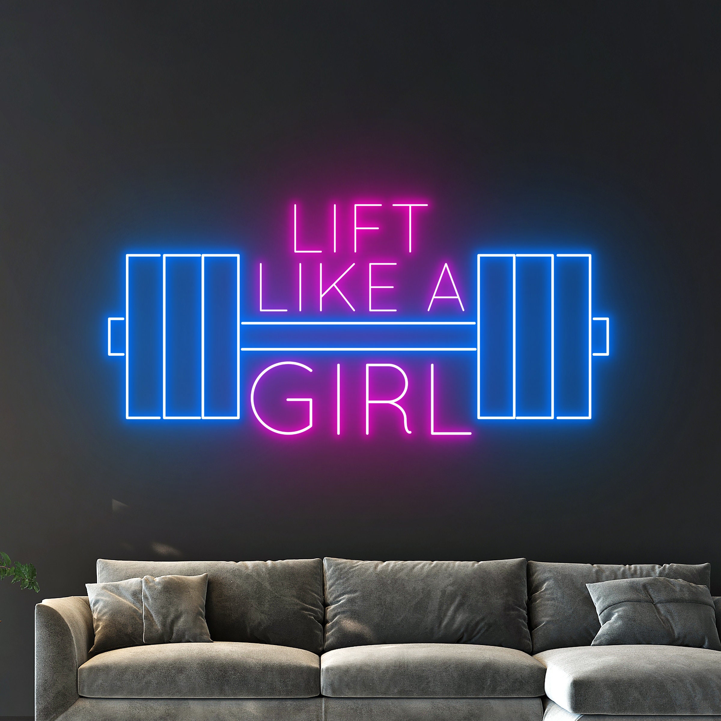 Lift Like A Girl Neon Sign, Dumbbell LED Sign, Barbell Neon Light ...