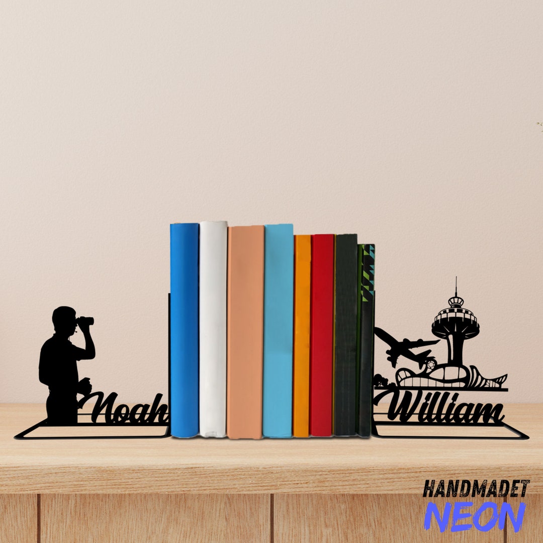 Custom Air Traffic Controller Metal Bookends Airplane Name Bookend ...