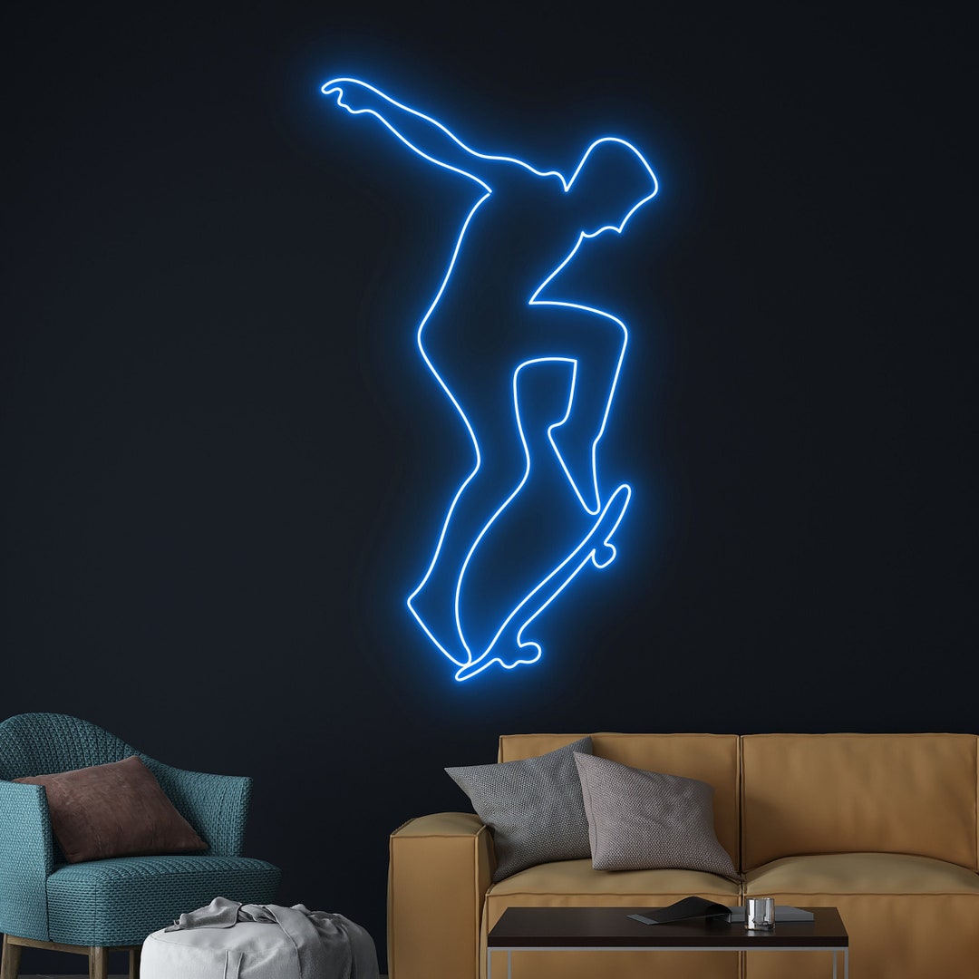 Skateboarding Neon Sign, Skateboard Led Sign, Skateboarder Led Light ...