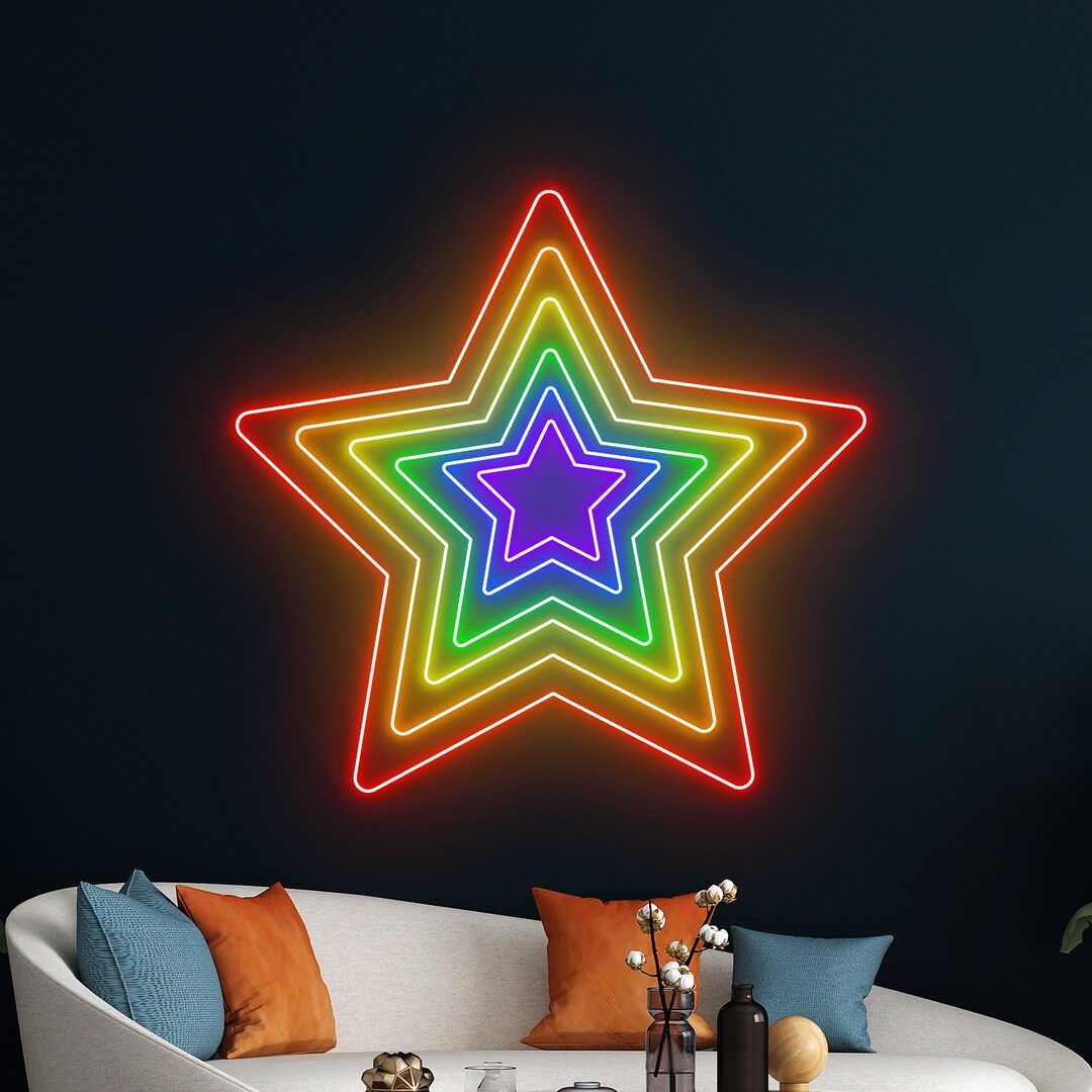 Rainbow Star Neon Sign, Star Rainbow LED Light, Star Color Led Sign ...
