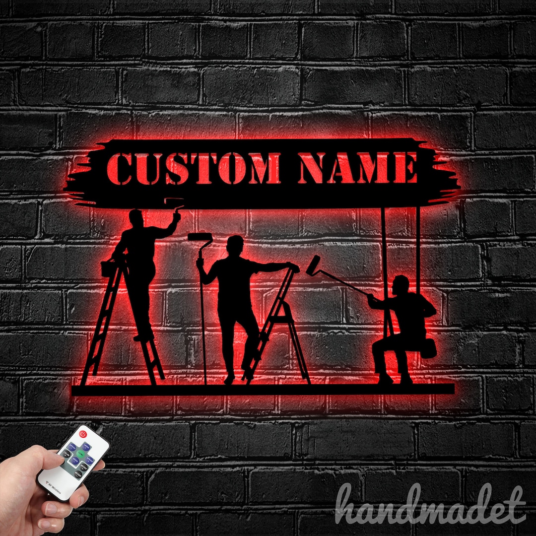 Personalized Painters Metal Sign, Painters Metal Light, Painter Name ...