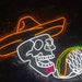 Mexican Skull Taco Neon Sign, Sugar Skull Taco Neon Sign, Tacos Neon ...