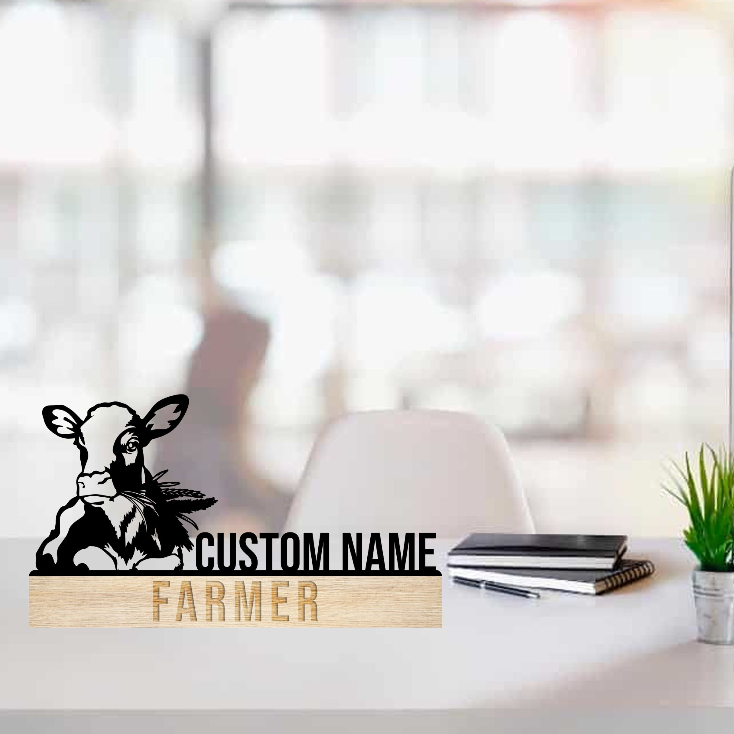 Custom Cow Farmer Desk Name Plate, Cow Farmer Metal Nameplate for Desk ...