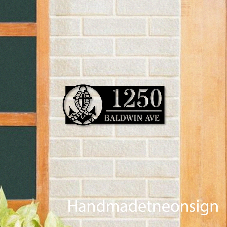 Personalized Anchor House Number, Anchor Home Number Metal Wall Sign ...