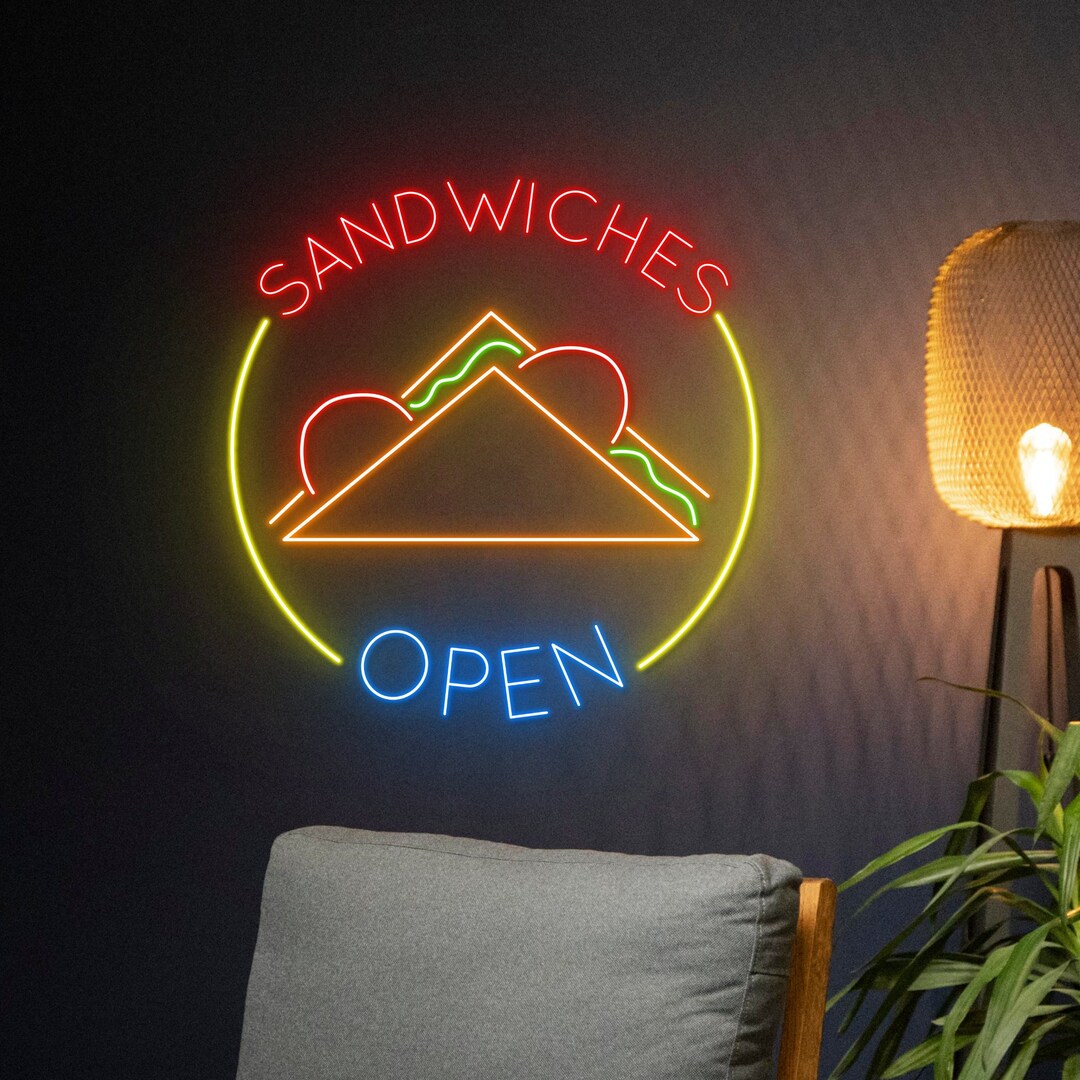 Sandwich Open Neon Sign Open Sandwich Led Sign Sandwich Led - Etsy