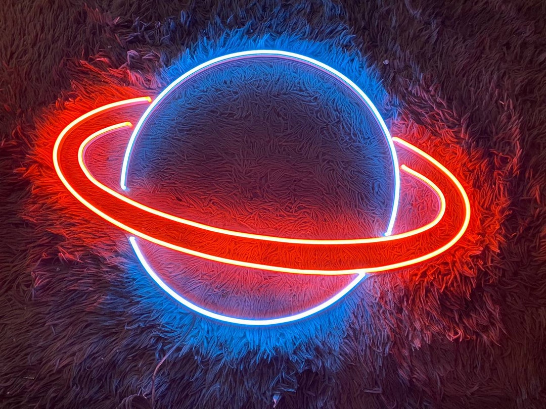 Planet Neon Sign, Planet Led Sign, Logo Neon Sign, Wall Decor, Saturn ...