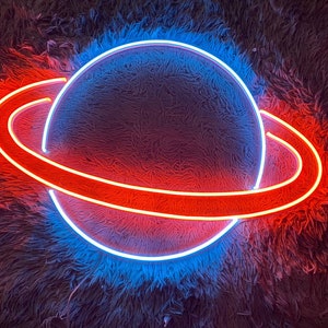 Planet Neon Sign, Planet Led Sign, Logo Neon Sign, Wall Decor, Saturn ...